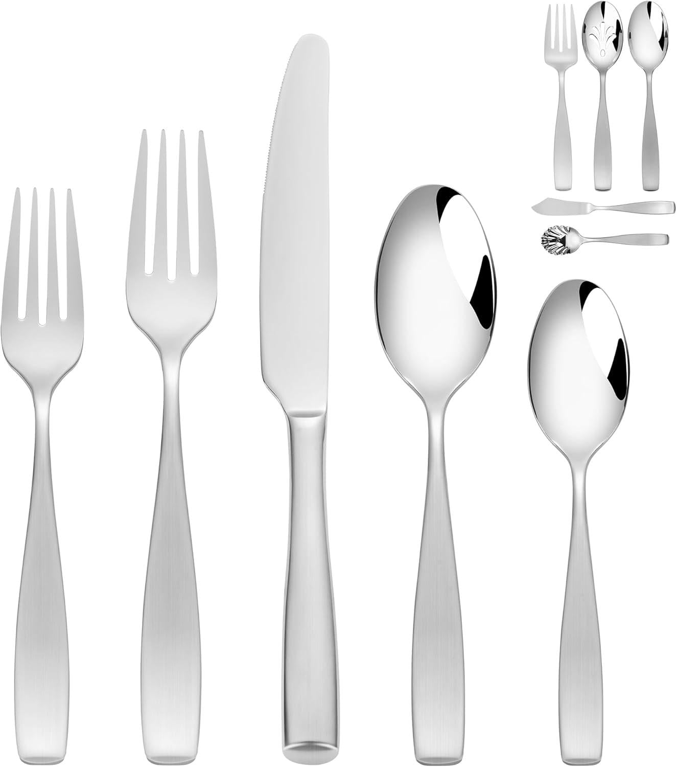 45-Piece 18/10 Stainless Steel Flatware Set for 8, Heavy Duty ...