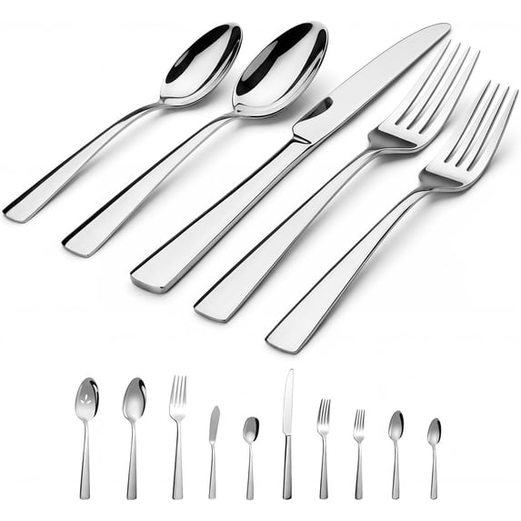 45-Piece Flatware Sets, Silverware Set for 8, Durable Stainless Steel ...