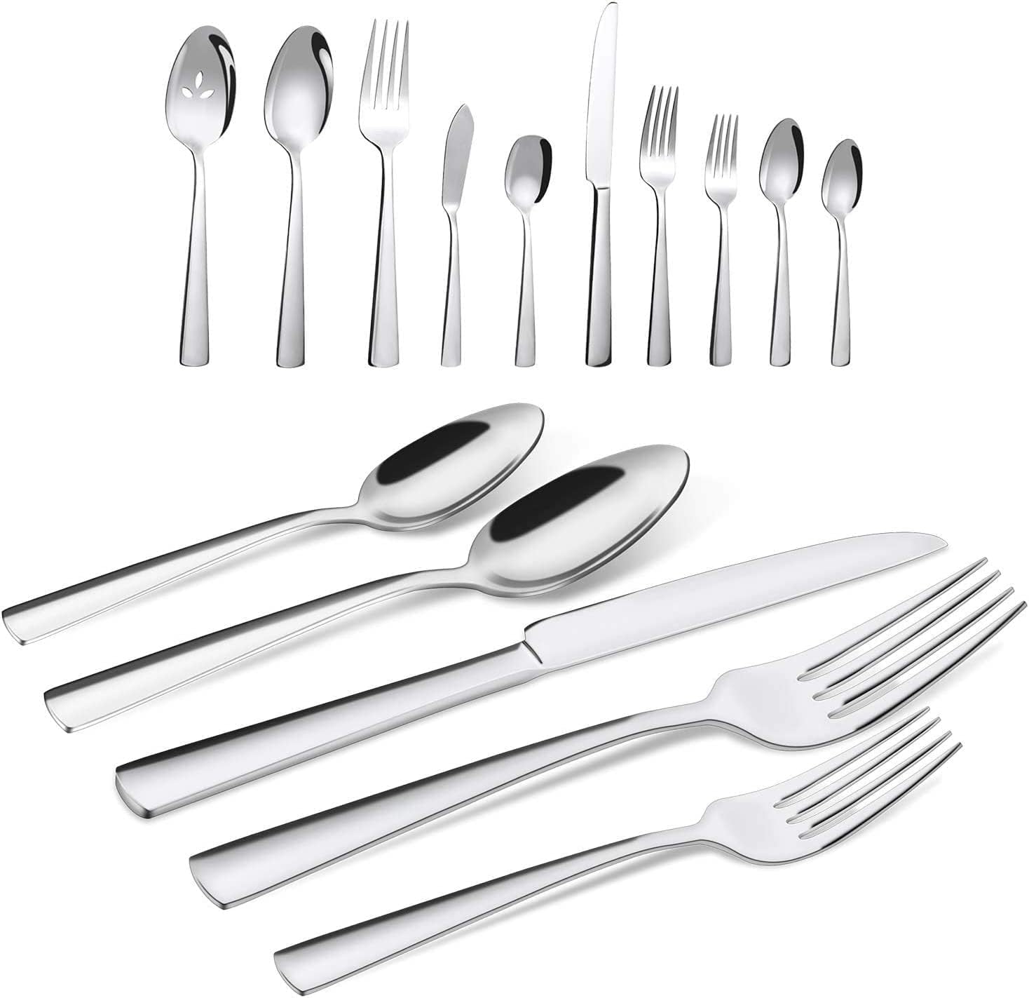 45-Piece Silverware Set Flatware Cutlery Set Service for 8, Durable ...