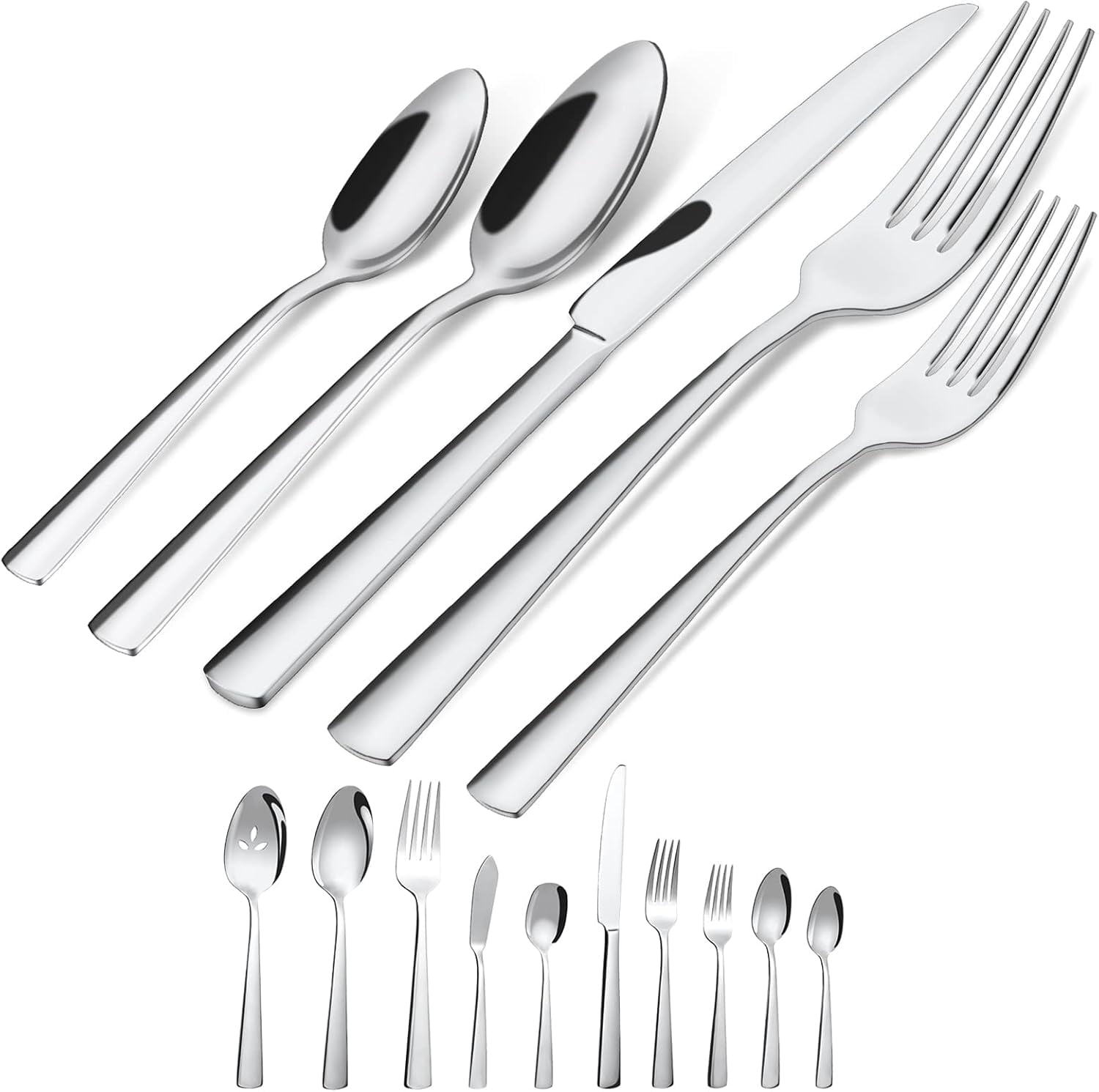 45-Piece Silverware Set Flatware Cutlery Set Service for 8, Durable ...
