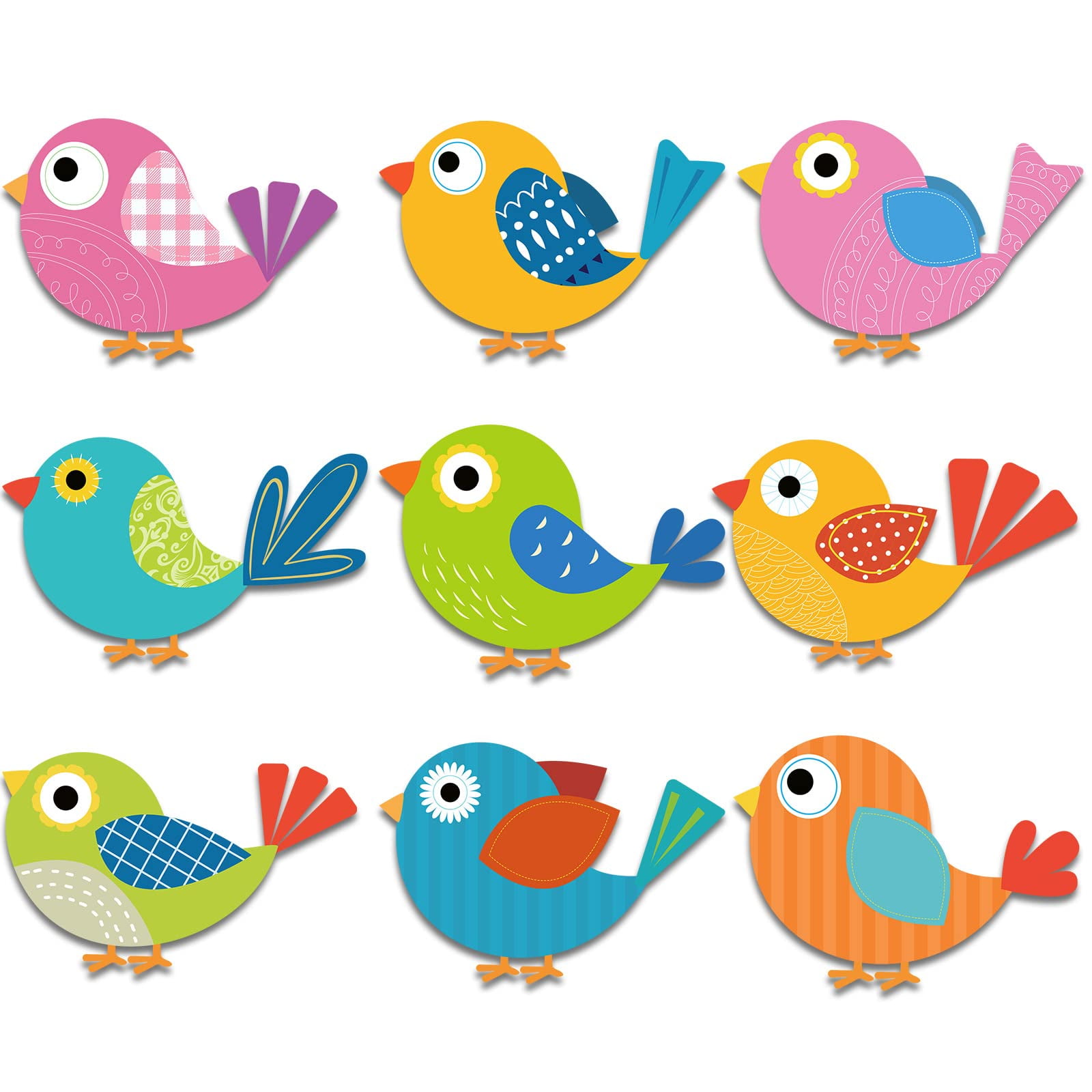 45 Pieces Boho Birds Cutouts Decoration, Colorful Bird Paper Cutouts ...