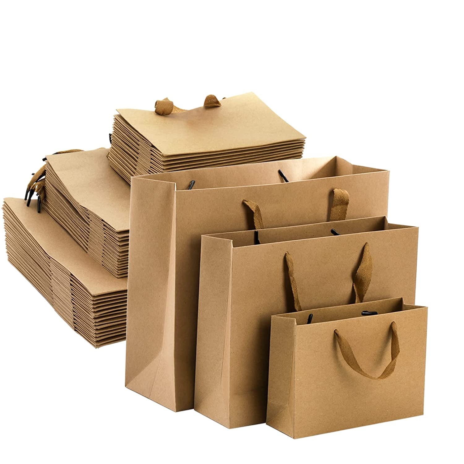 45 Pieces Brown Gift Bags, Heavy Duty Kraft Paper Bags with Handle Bulk ...