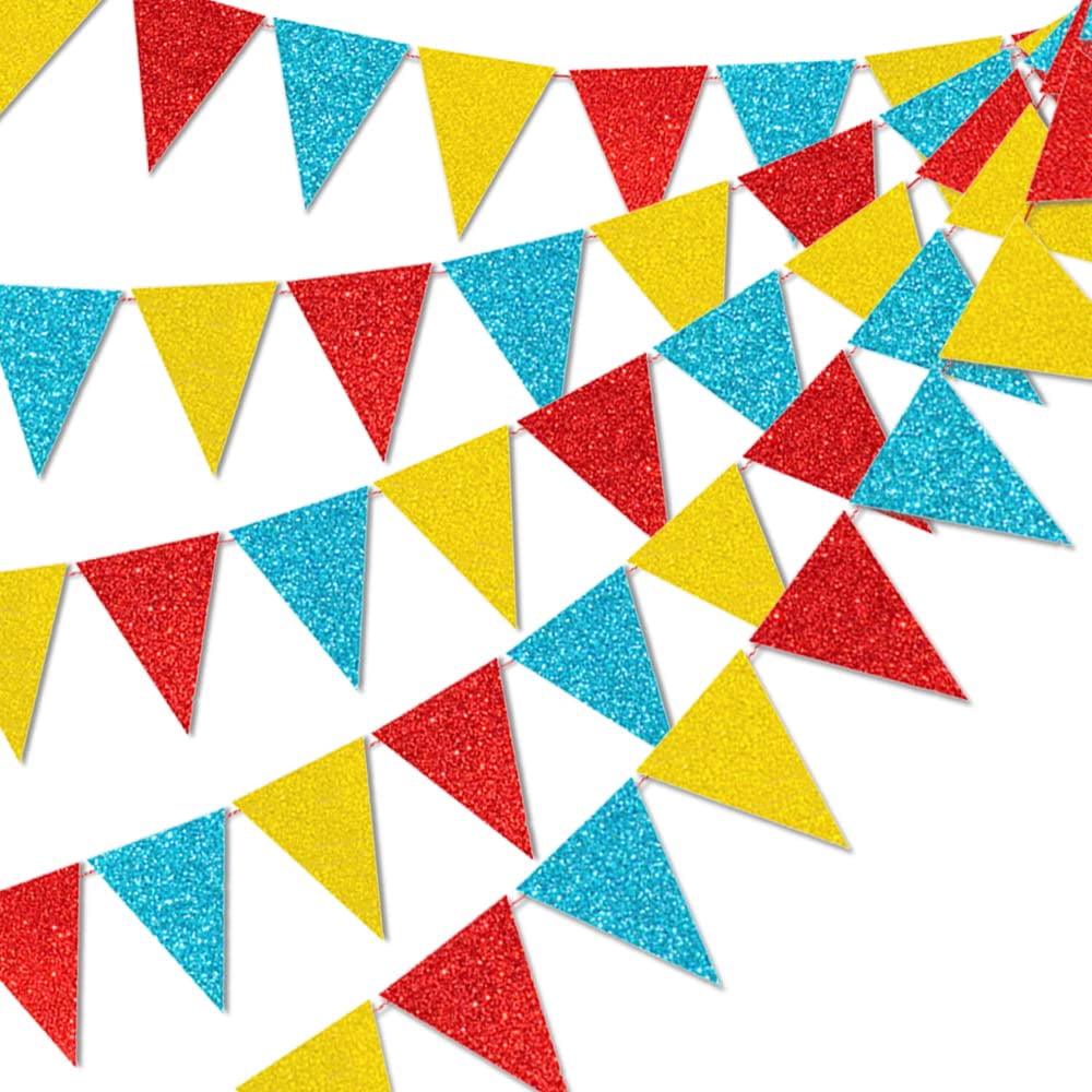 45 Pieces Colorful Pennant IFF17 Flags - 49ft Carnival Theme Party ...