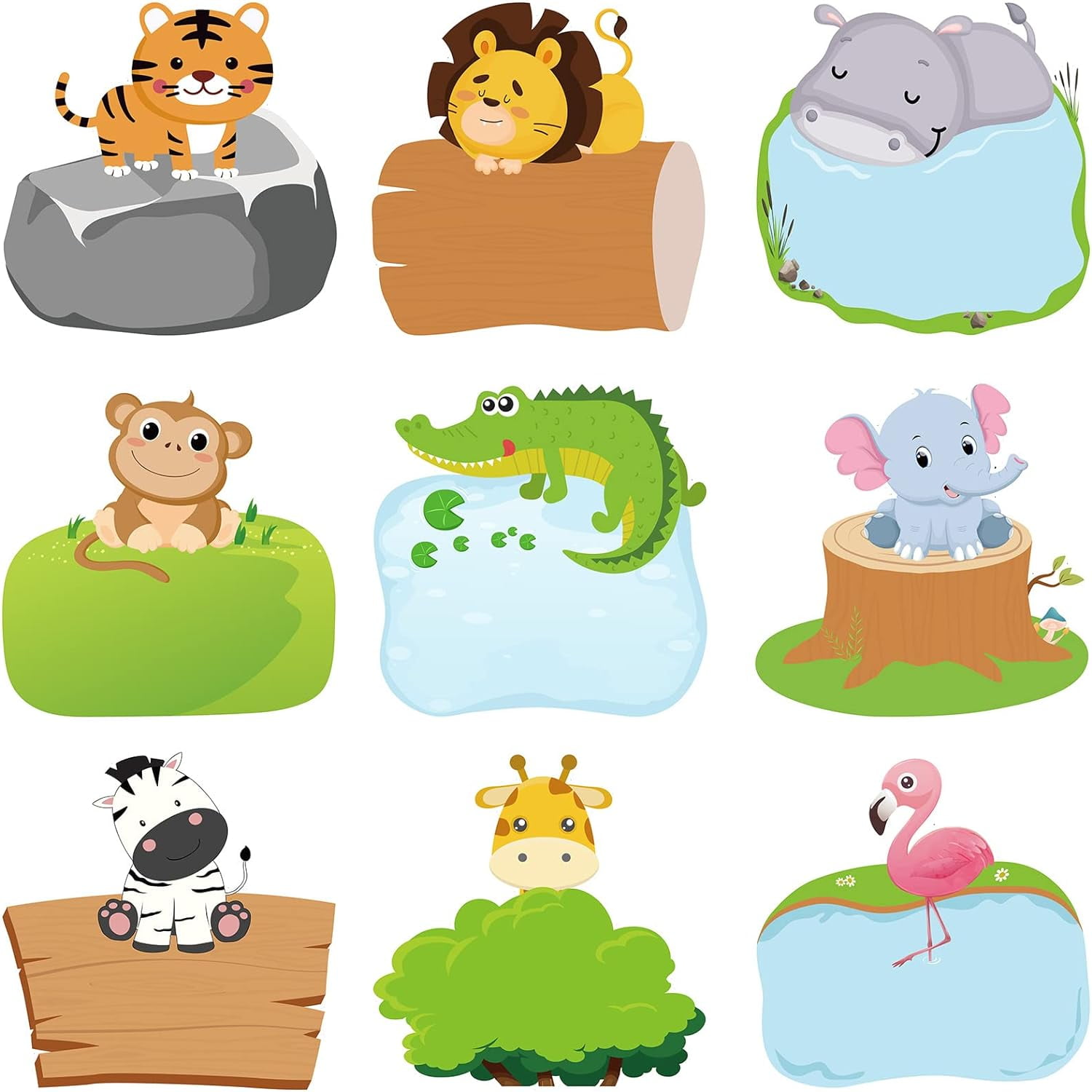 45 Pieces Jungle Animal Cutouts Safari Friend Cutouts Colorful Animal ...