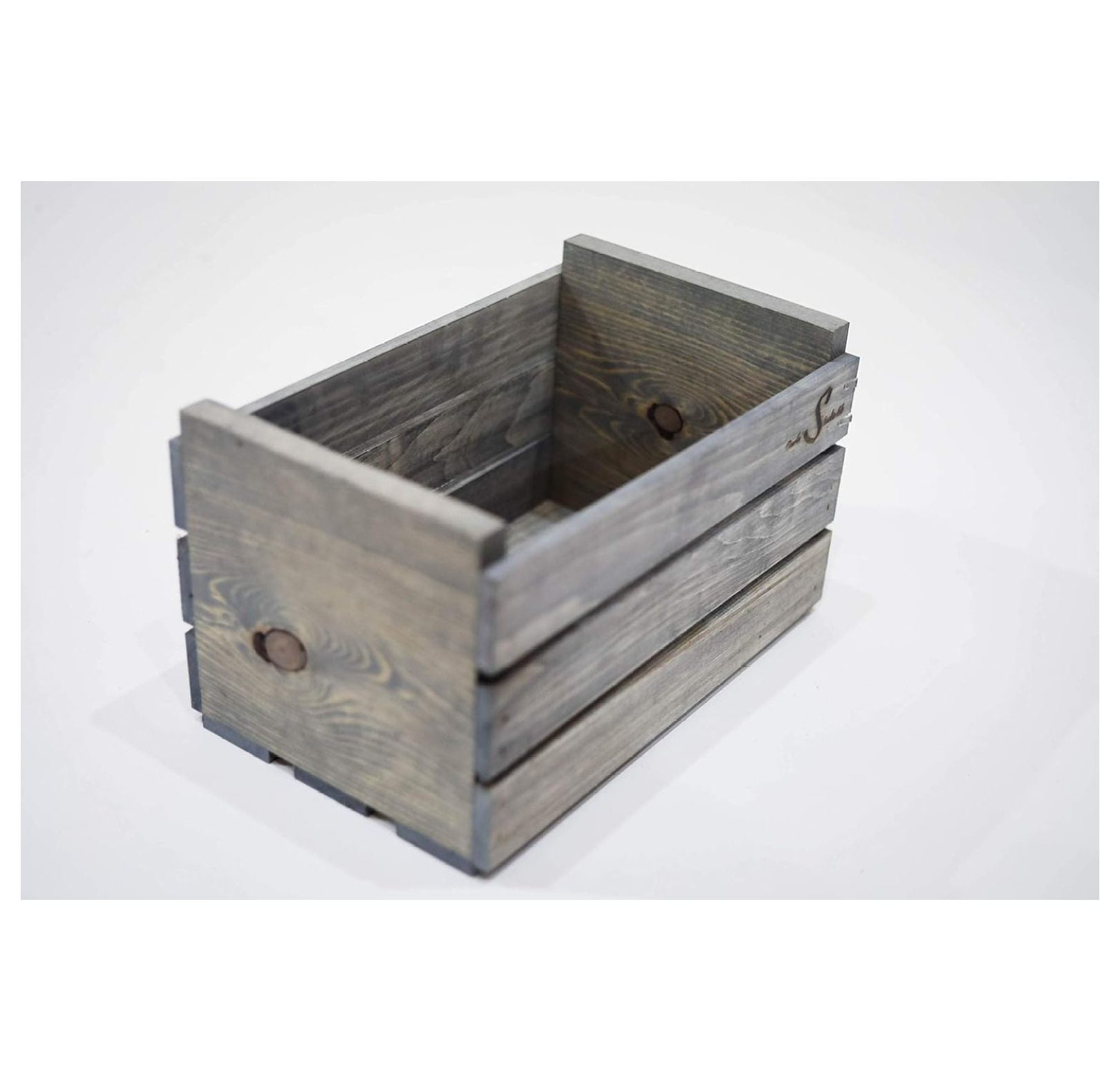 45 RPM Record Holder Wood Crate - Antique Gray Vinyl Storage - 7 Inch ...