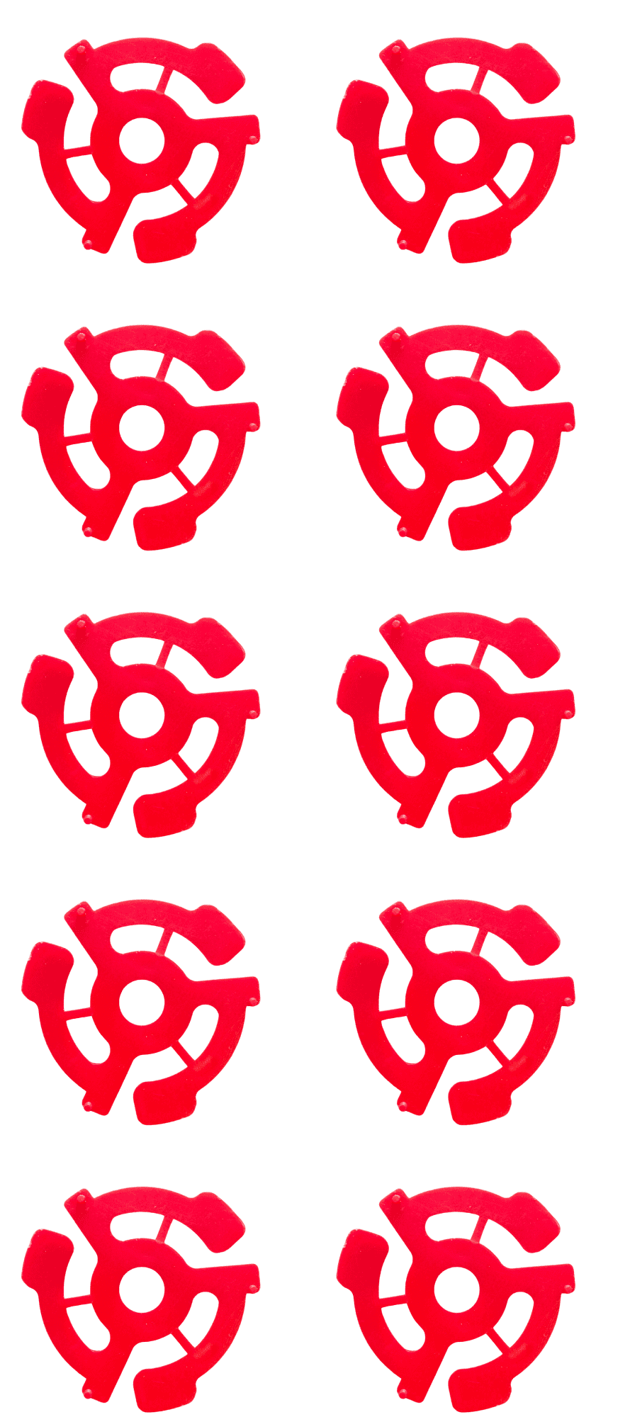 45 RPM Vinyl Record Adapters for 7 Inch Singles, Red Plastic Inserts 10 ...