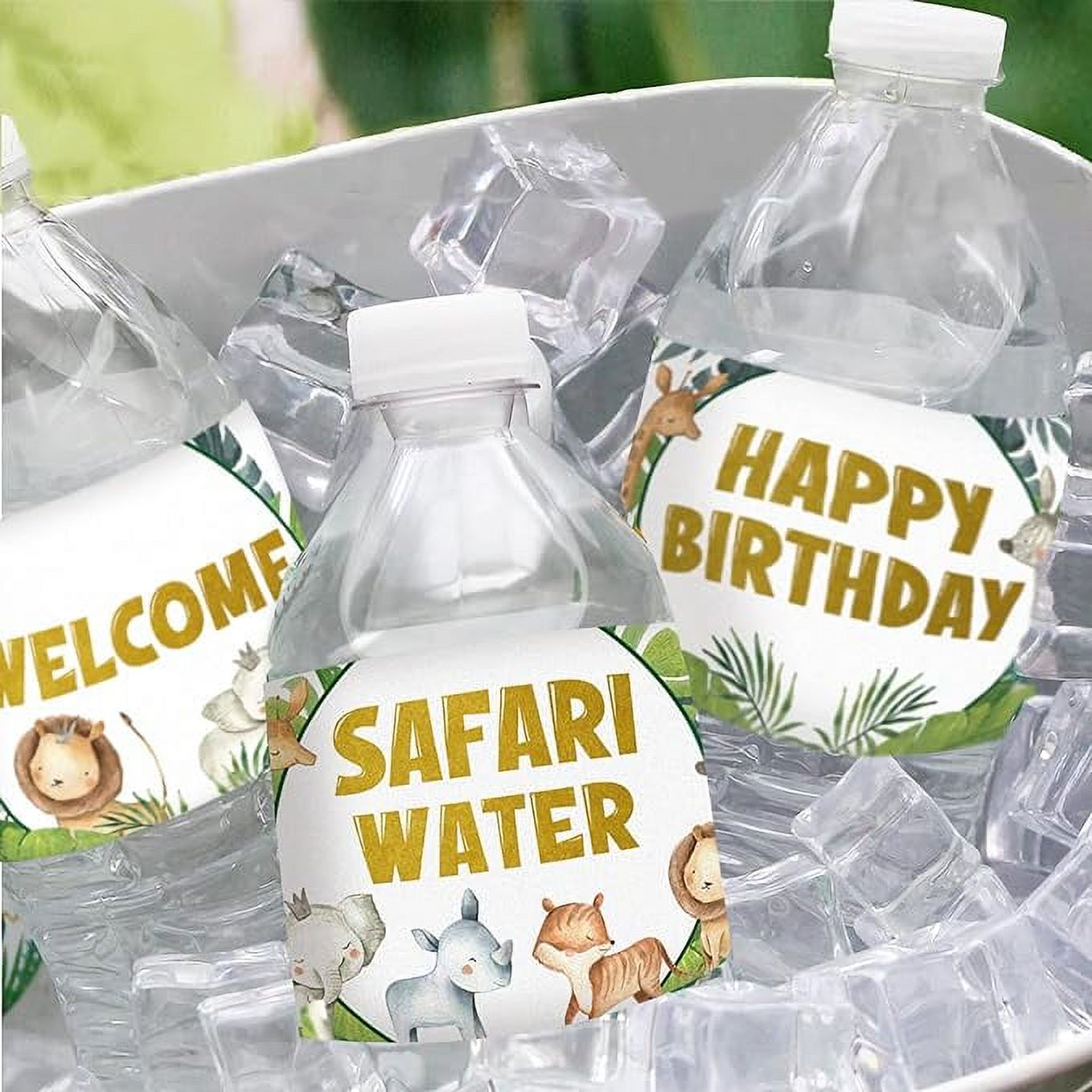 45 Safari Birthday Water Bottle Labels, Wild One Baby Decorations ...