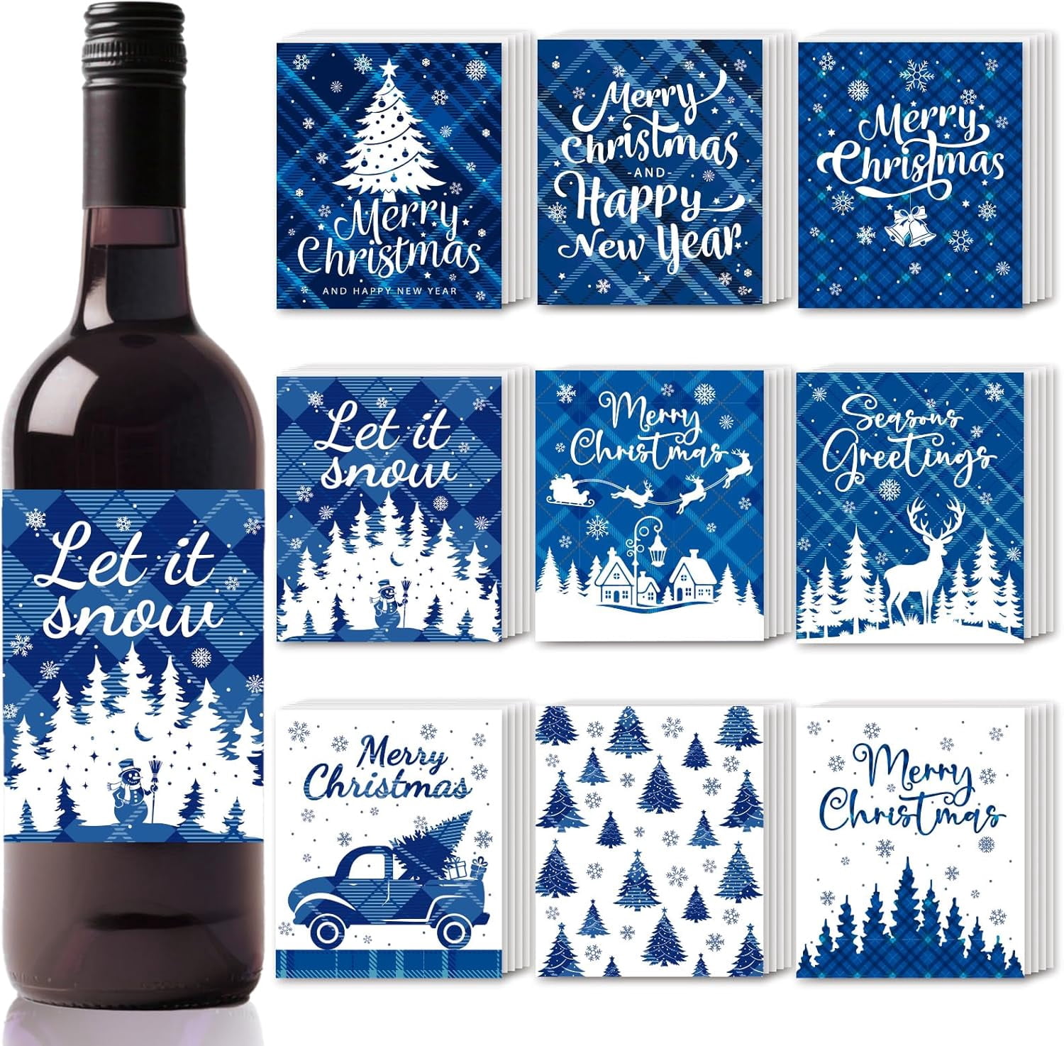 45 Sheets PVC Adhesive Stickers Wine Bottle Adhesive Label Christmas ...