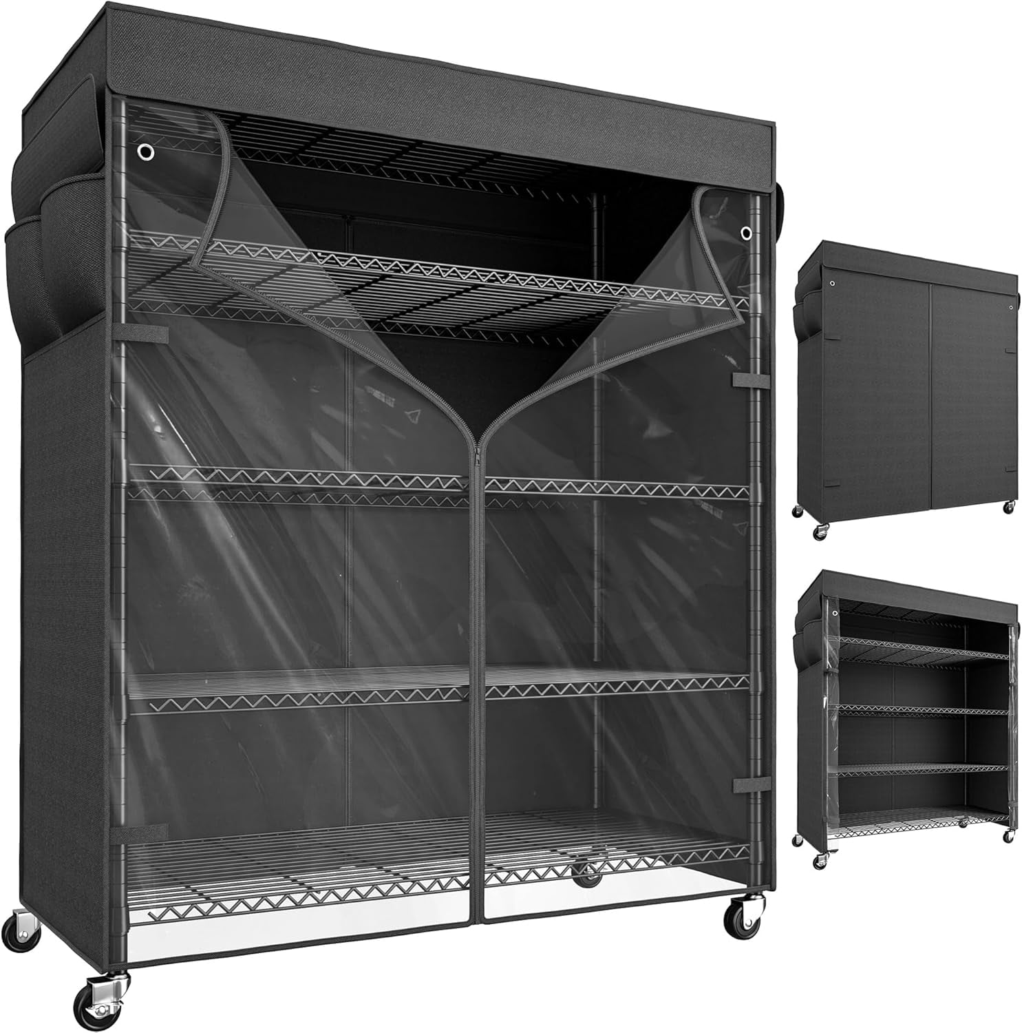 45''W Storage Shelves Waterproof Metal Shelving Cover Dustproof Wire ...