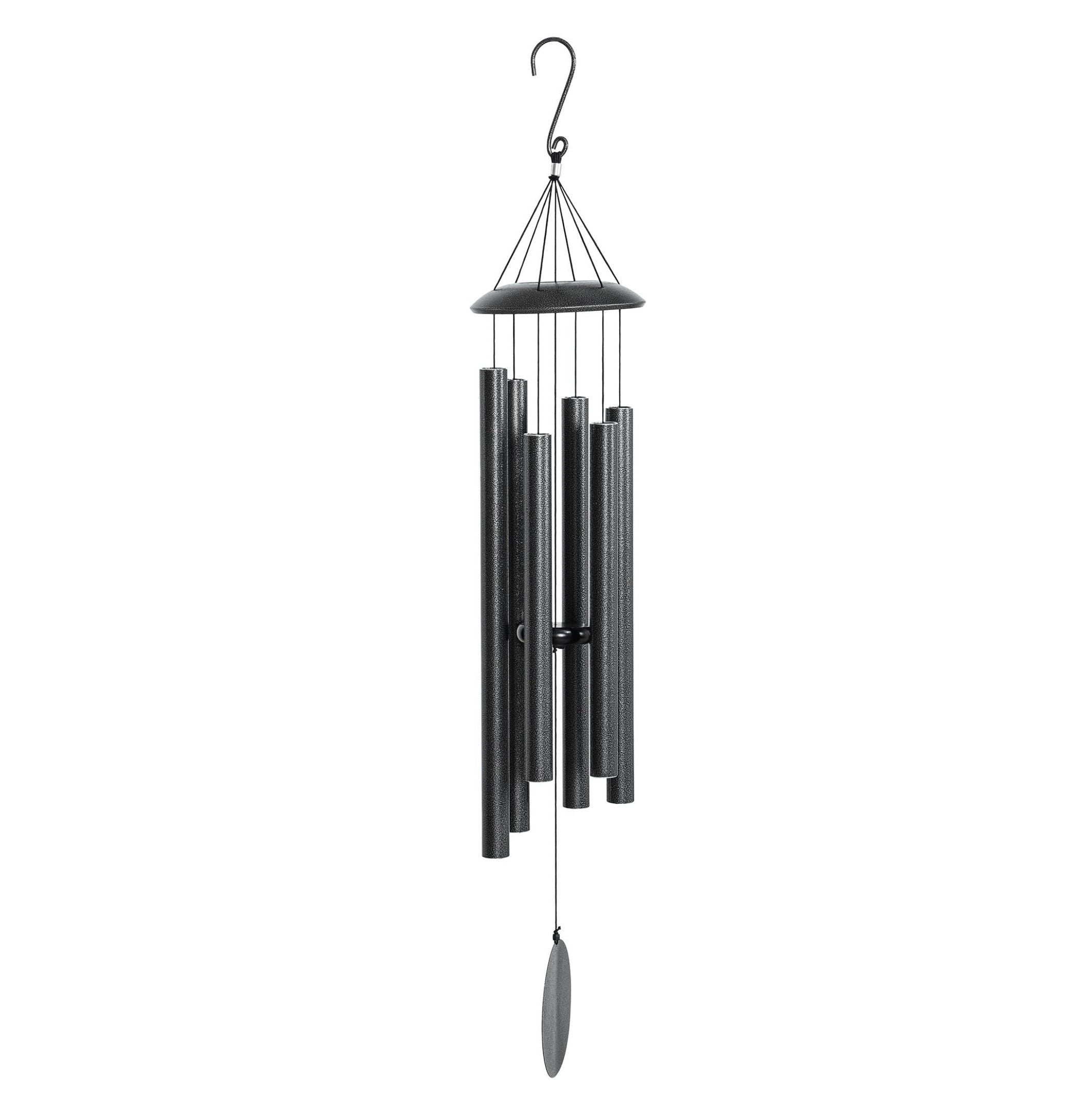 45" Wind Chimes Outdoor Deep Tone - 6 Aluminum Tubes, Dark Grey Patio ...