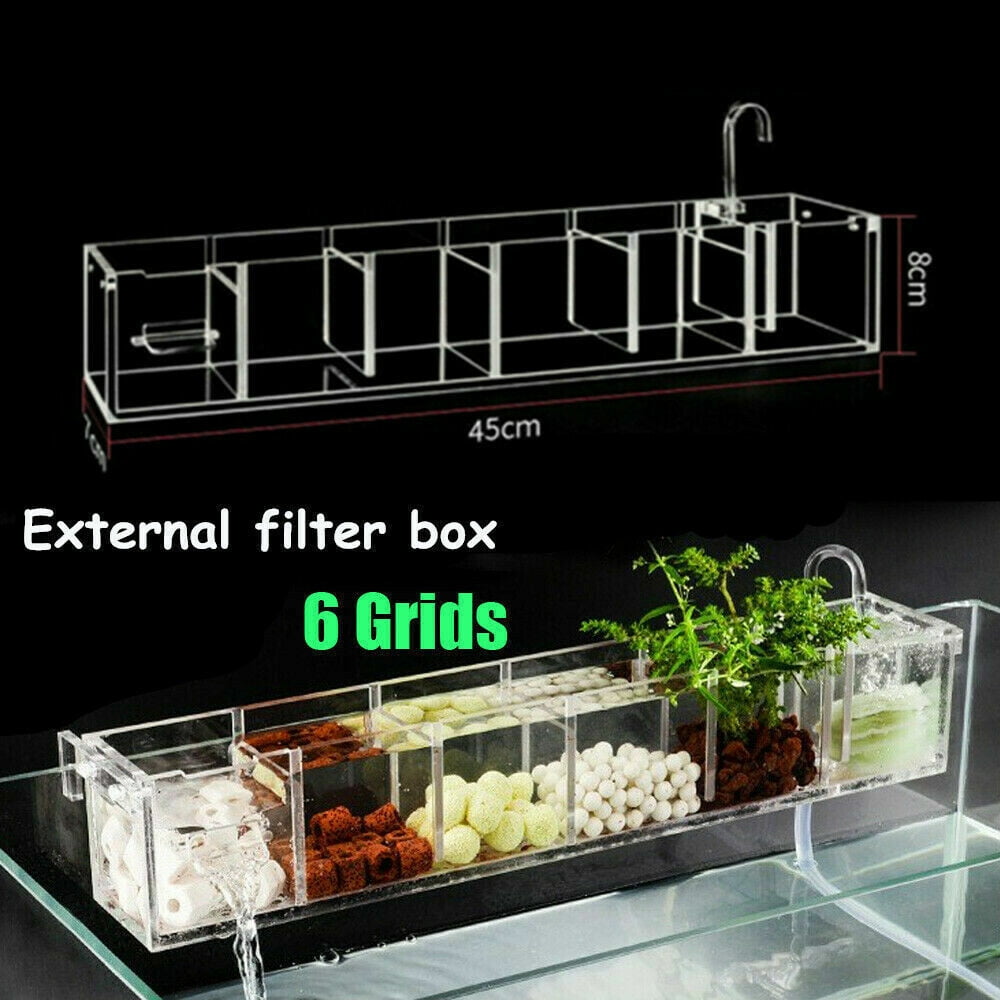 45 X 7 X 8cm 6-Grid Acrylic Clear Aquarium Fish Tank External Hang ...