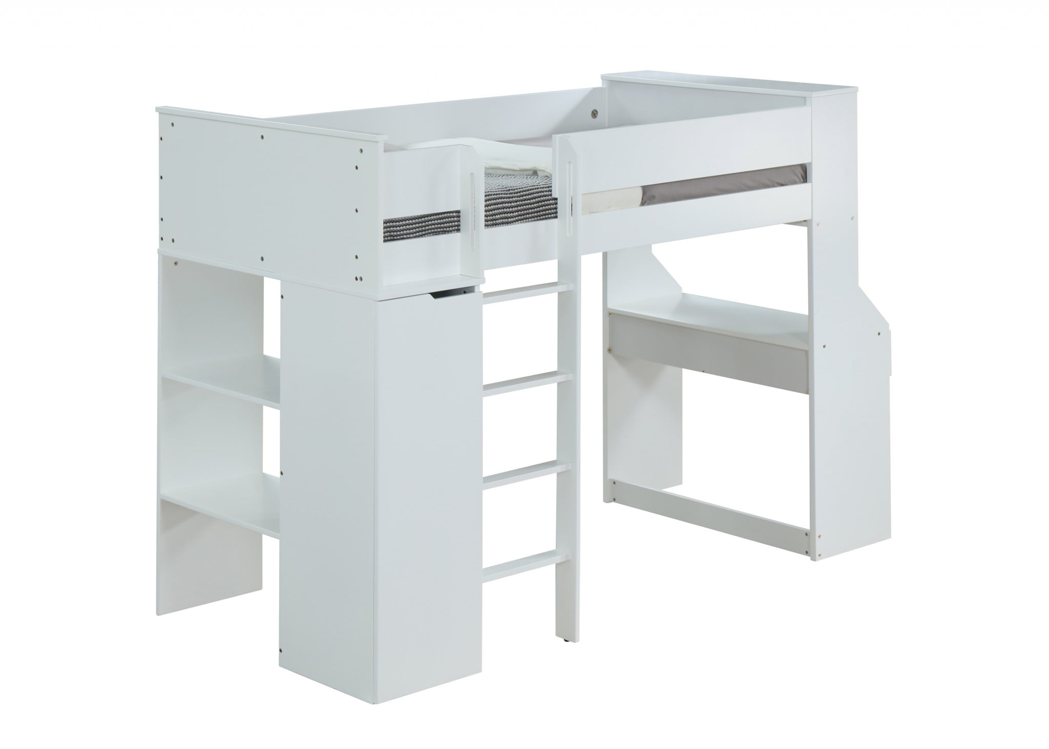 45" X 92" X 66" White Wood Veneer (Laminated) Loft Bed - Walmart.com
