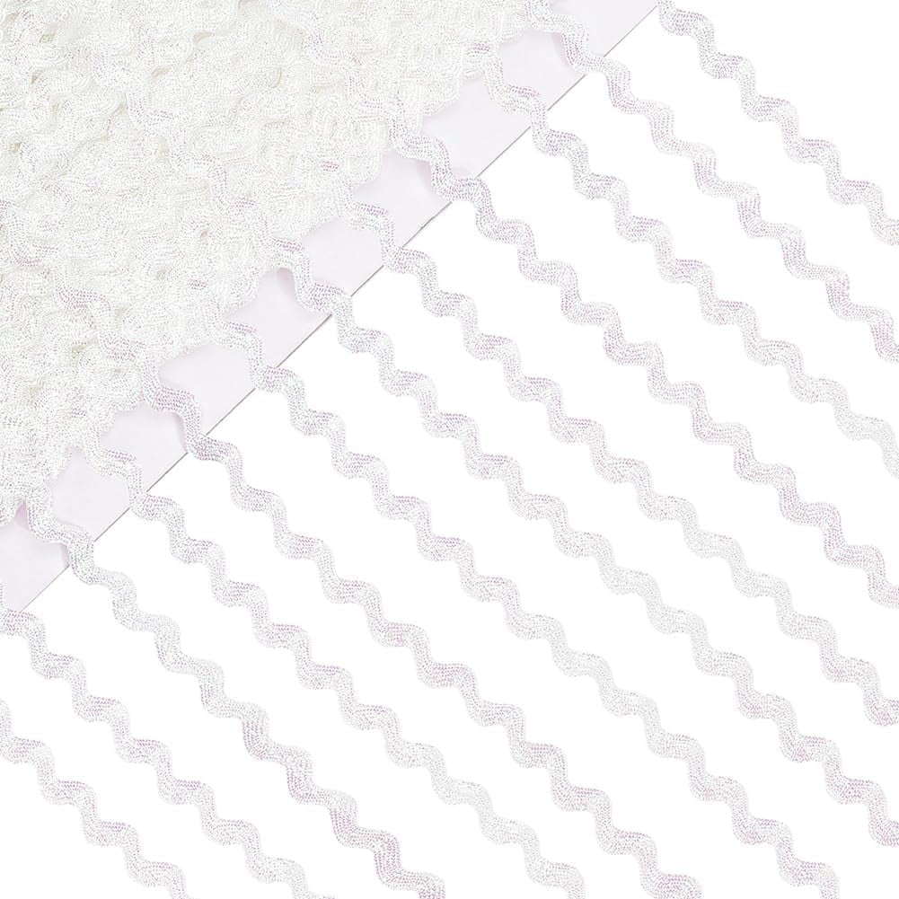45 Yards 5mm Metallic Rick Rack Trim Wavy Bending Ribbon Glitter White ...