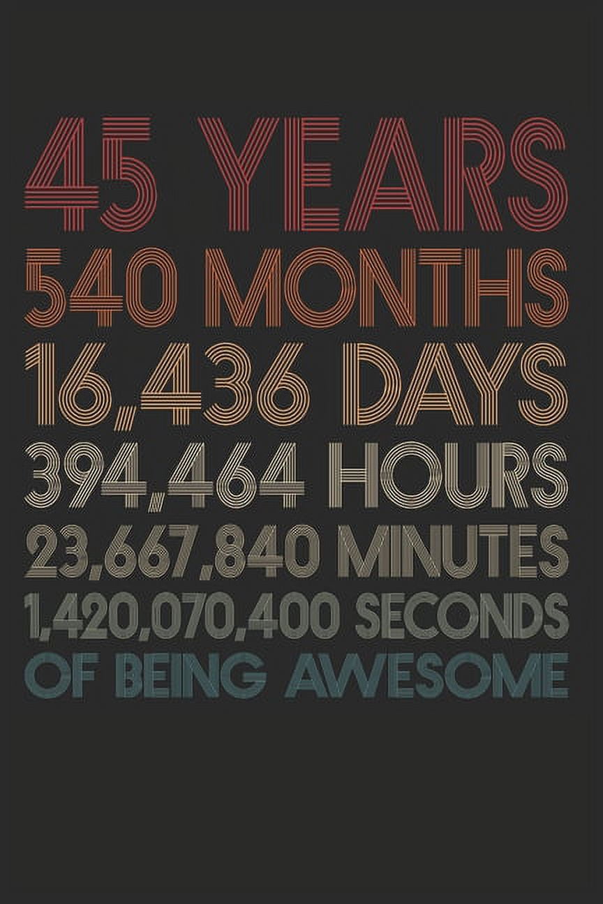 45 Years Of Being Awesome : 540 Months 45-Year-Old 45th Birthday Gift ...