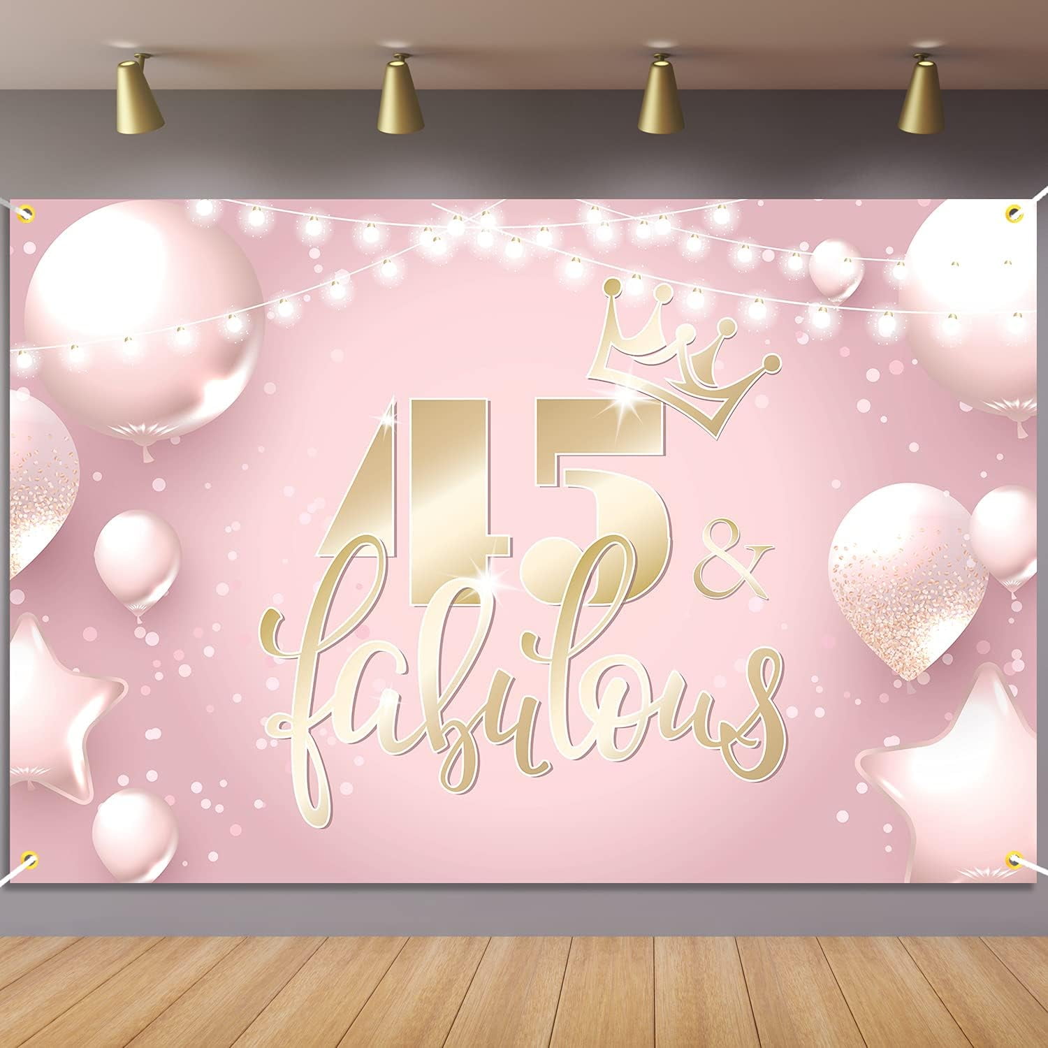 45 and Fabulous Backdrop Banner Happy 45th Birthday Background ...