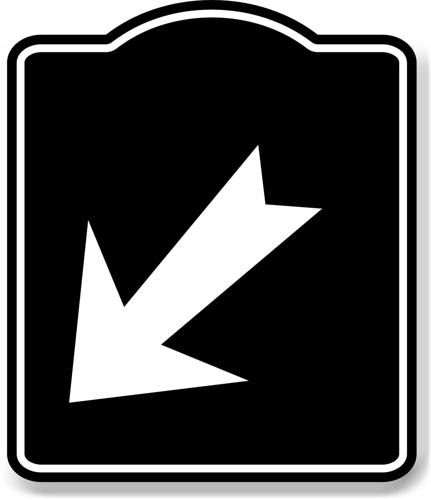 45 degree Down Left Arrow Directional BLACK Aluminum Composite Sign, 15 ...