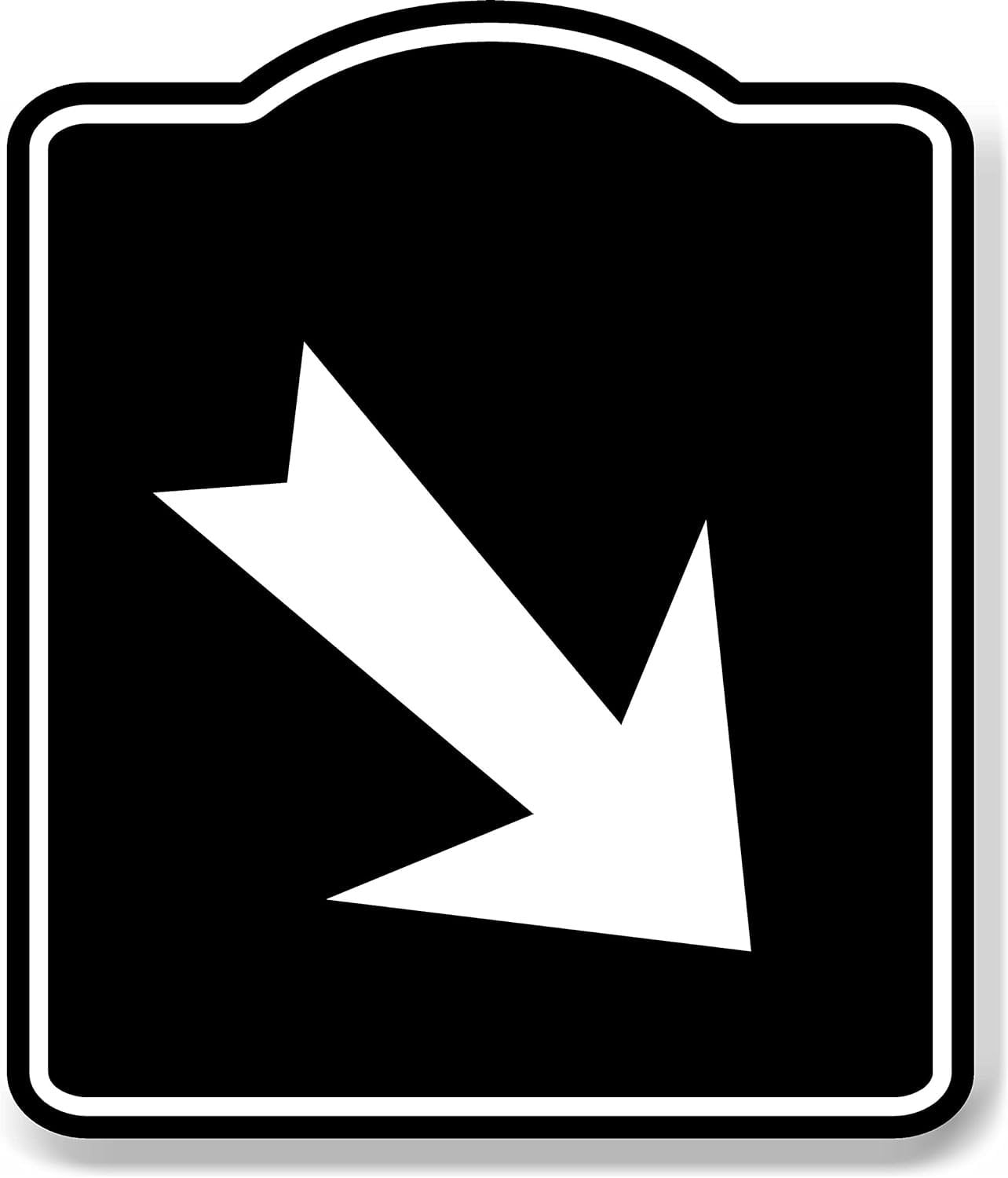 45 degree Down Right Arrow Directional BLACK Aluminum Composite Sign, 8 ...