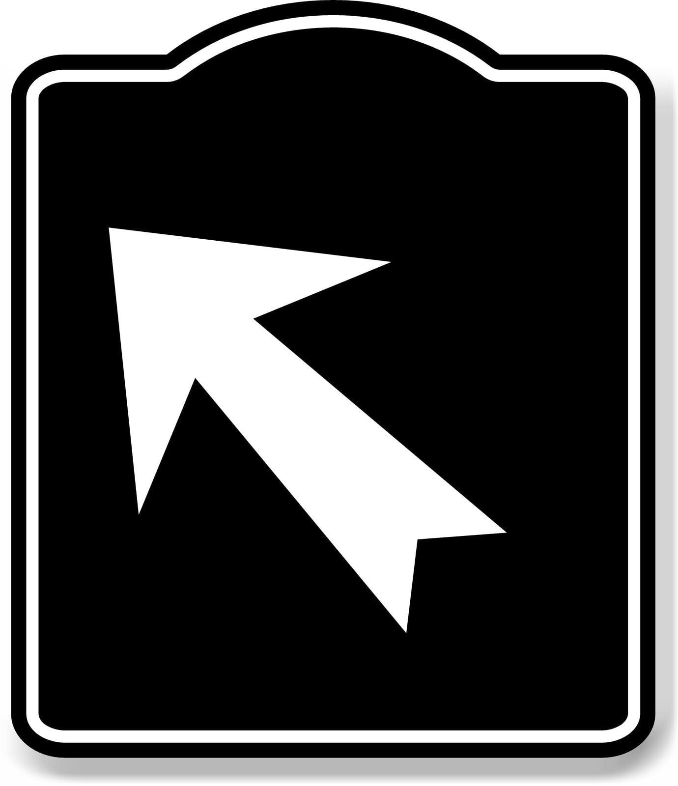 45 degree Up Left Arrow Directional BLACK Aluminum Composite Sign, 20 ...