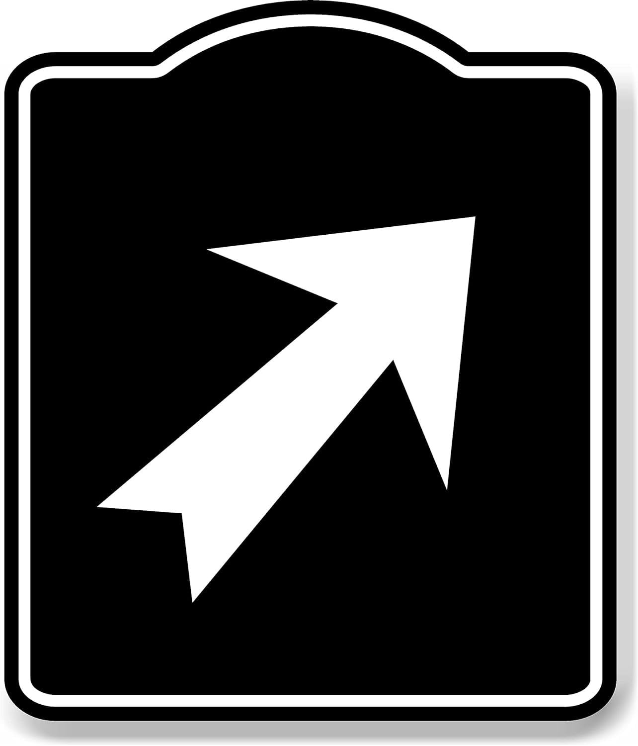 45 degree Up Right Arrow Directional BLACK Aluminum Composite Sign, 20 ...