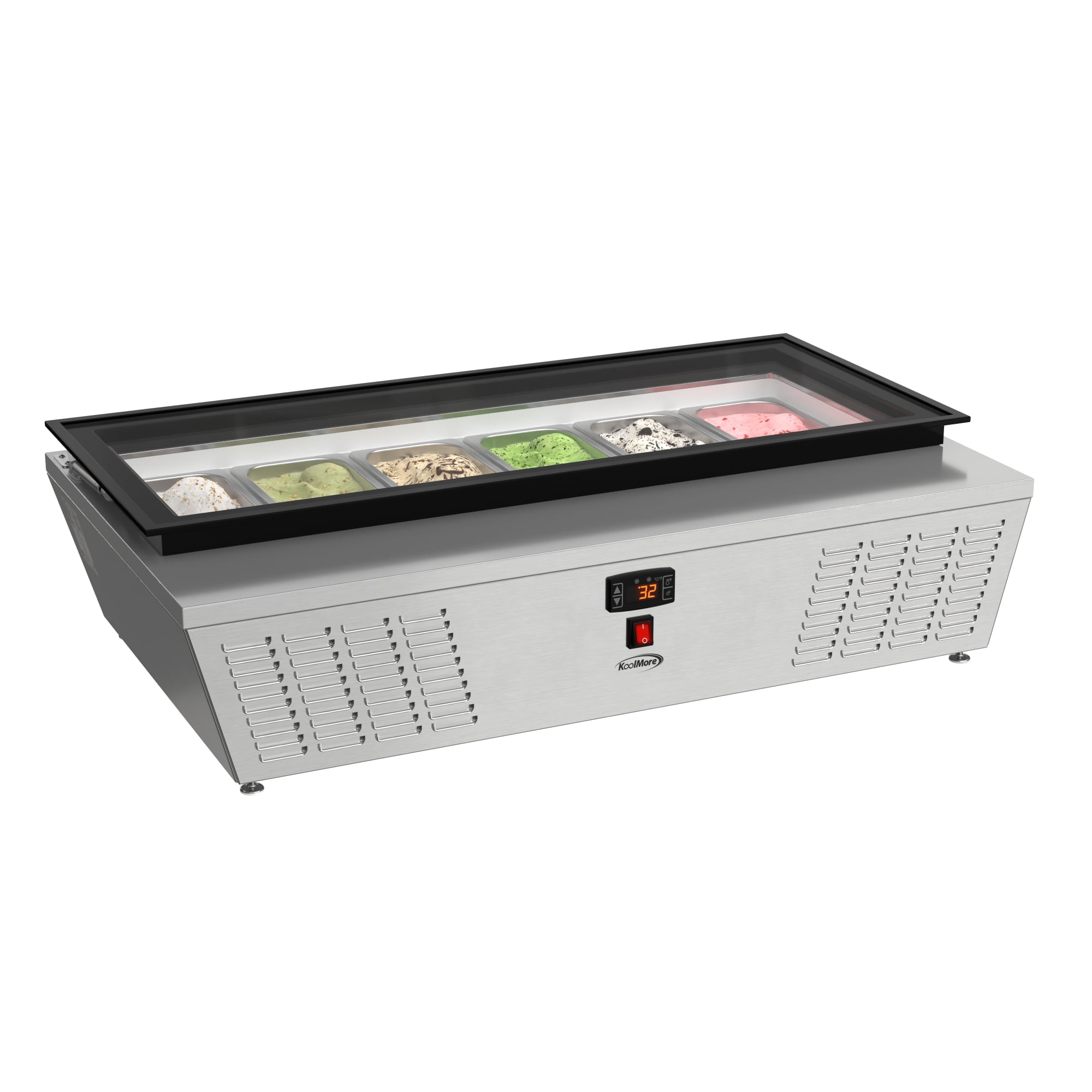 45 in. Countertop Ice Cream Display Freezer with Glass Top with and 6 ...