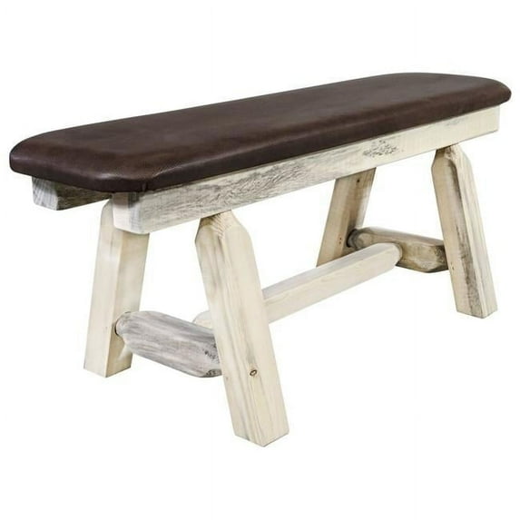 45 in. Homestead Collection Plank Style Bench with Saddle Upholstery ...