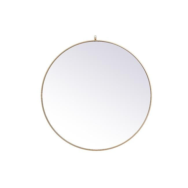 45 in. Metal Frame Round Mirror with Decorative Hook, Brass - Walmart.com