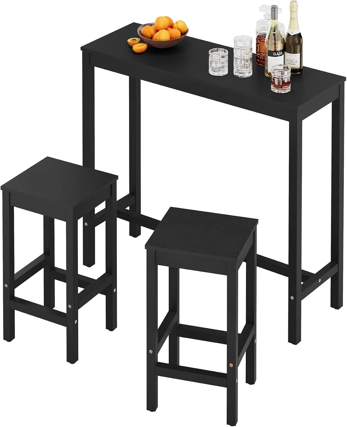 45 inch Bar Table and Chairs Set, Rectangular Counter Height Table Set ...