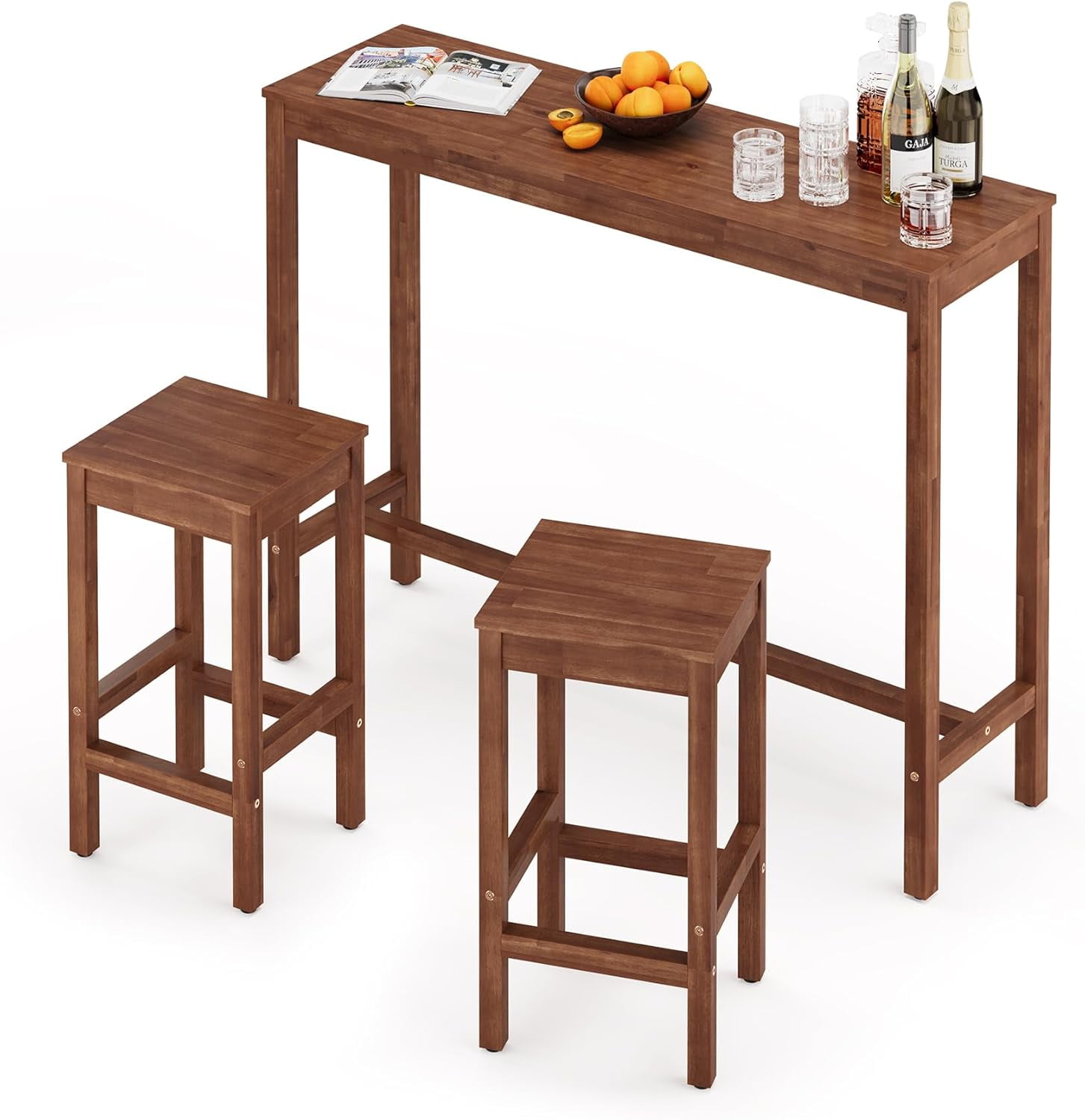 45 inch Bar Table and Chairs Set, Rectangular Counter Height Table Set ...