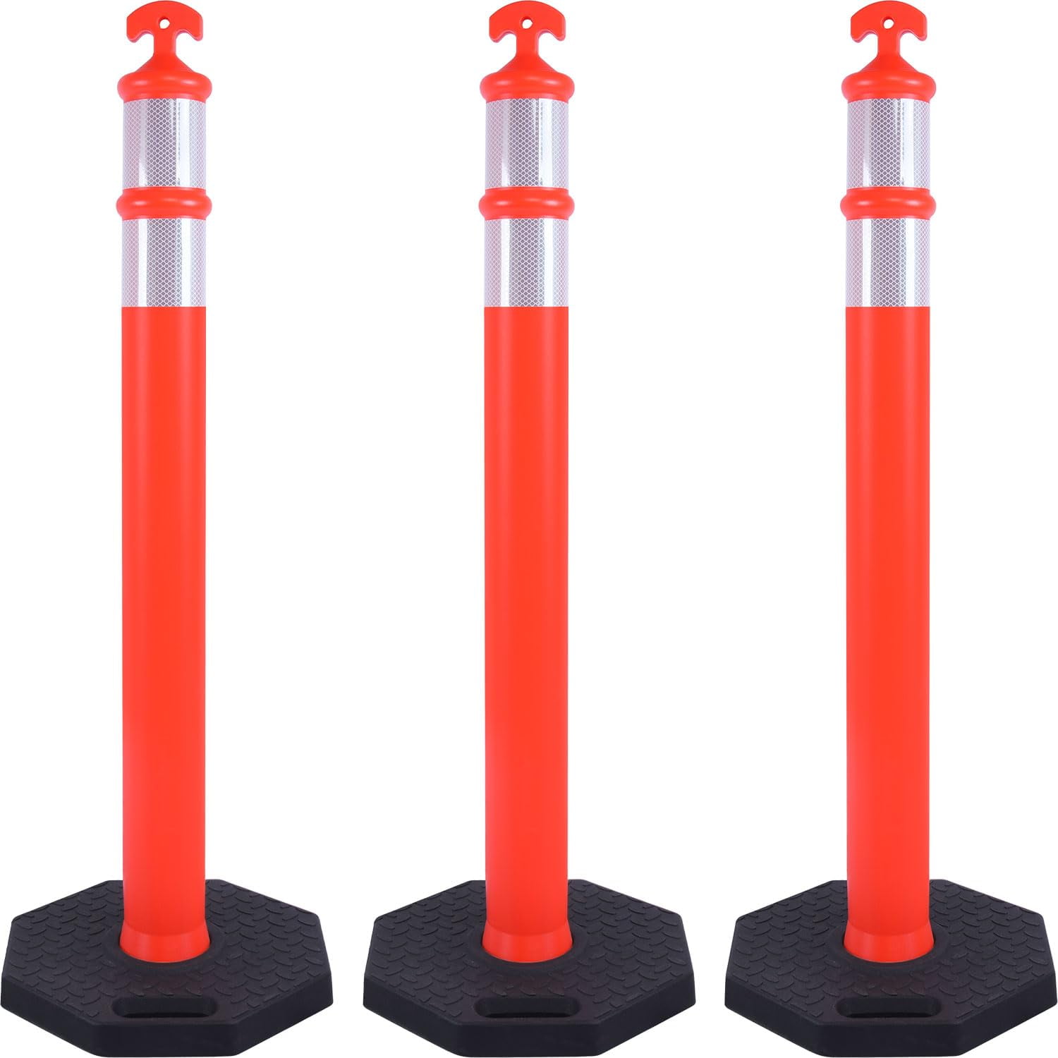 45" inch T-Top Traffic Delineator Post Cones, 4" + 4" inch Reflective ...