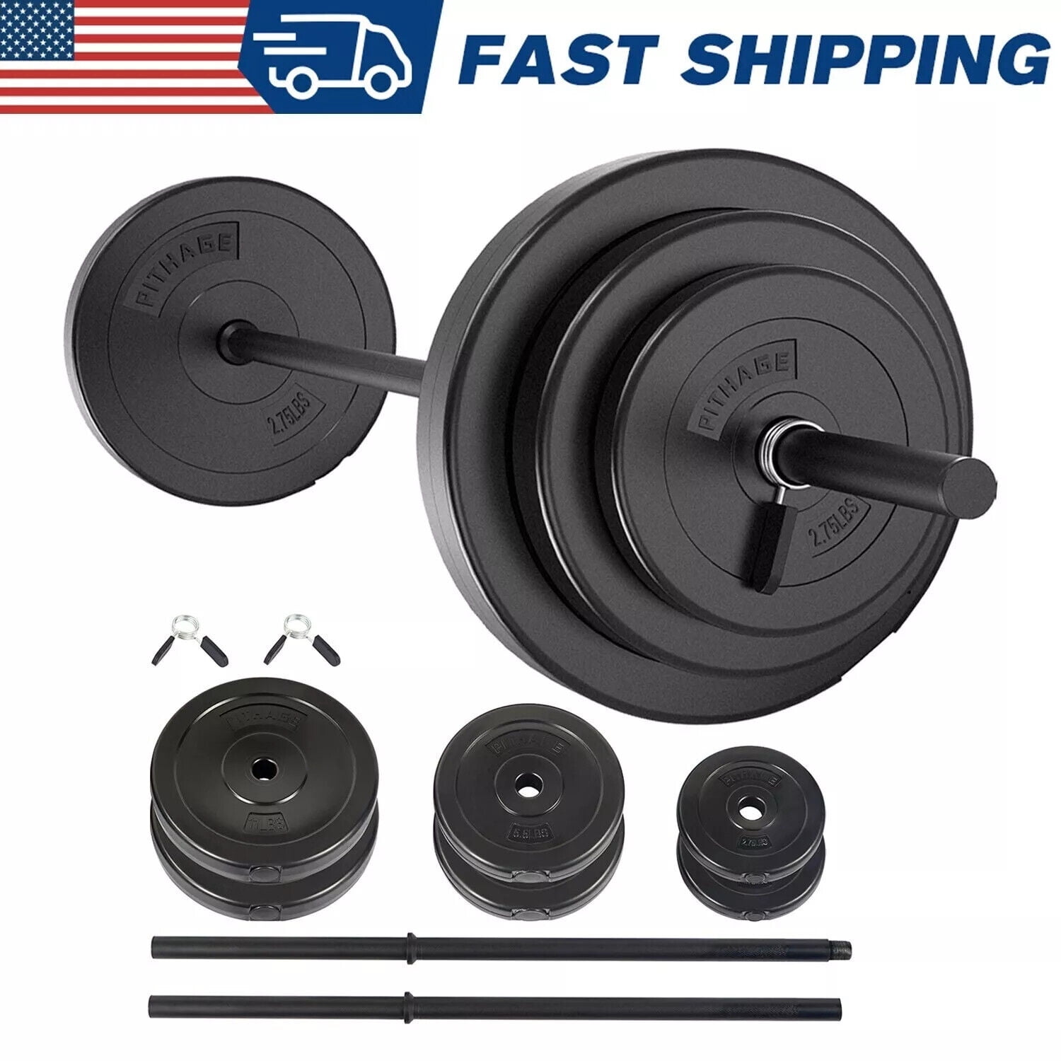 45 lbs Barbell Weight Set Adjustable Weights Lifting for Home Gym ...