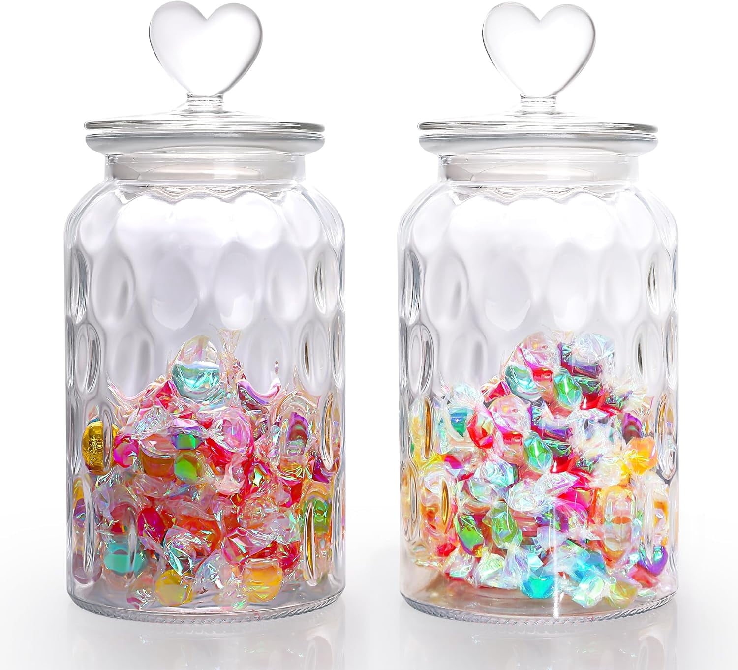 45 oz Clear Glass Heart Shaped Jars, Cute Candy Jars with Heart shaped ...