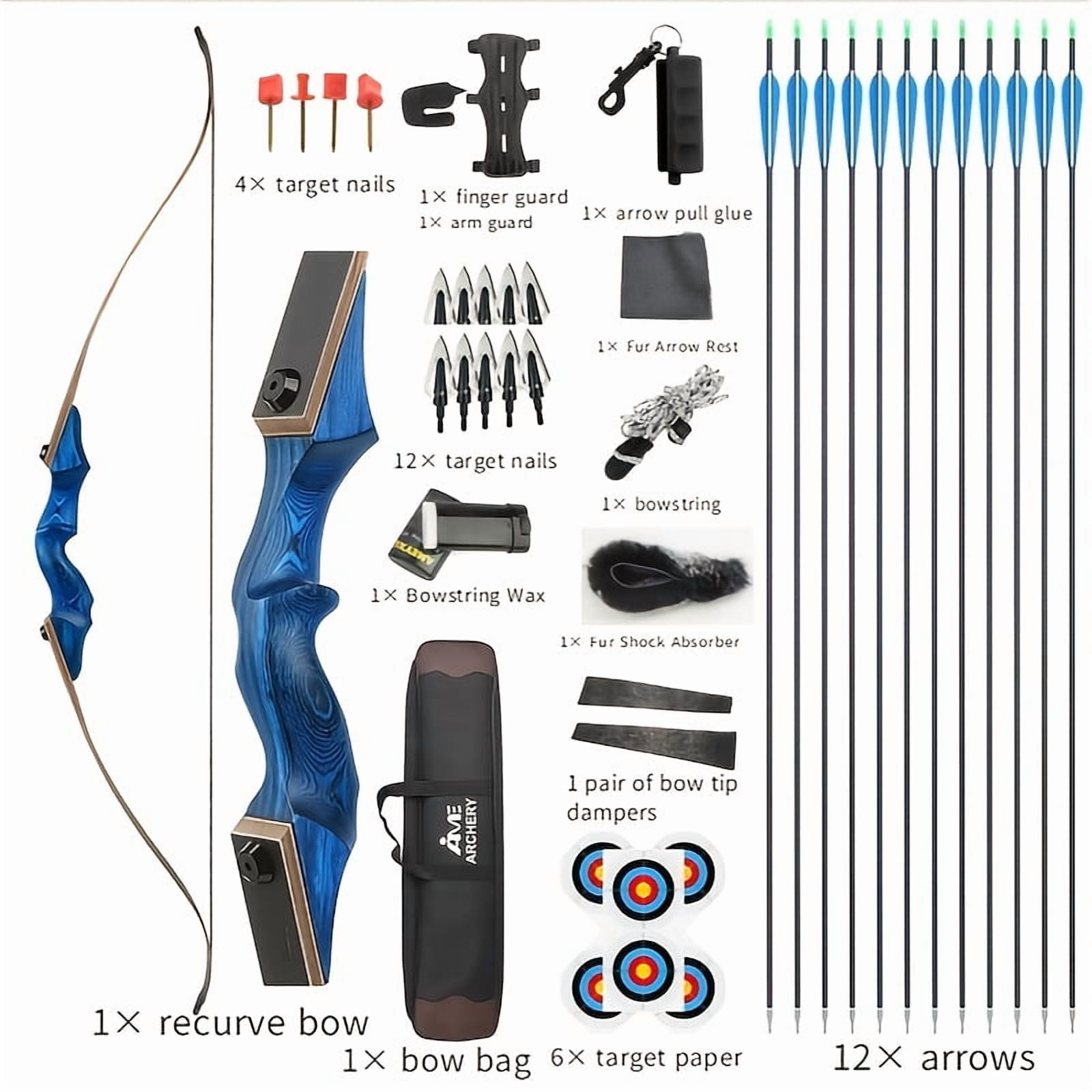 45-pound Hunting Recurve Bow Set, Detachable Portable Archery Equipment ...