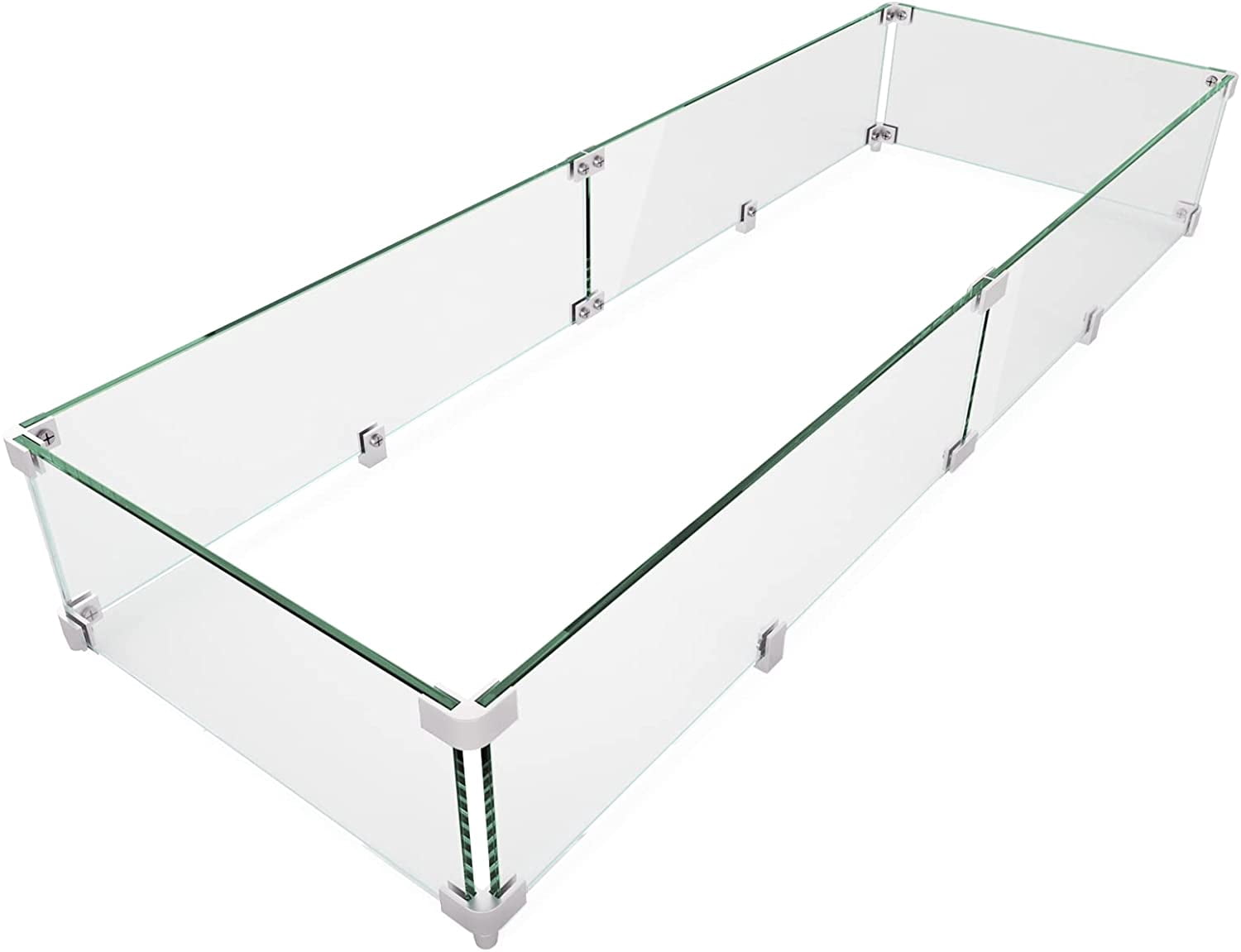 45 x 15.5 Inch Rectangle Fire Pit Wind Guard, Glass Wind Guard for ...
