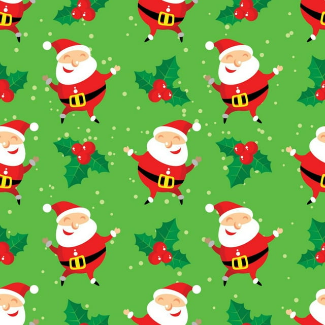 45 x 36 Christmas Dancing Santas on Green by the yard 100% Cotton ...