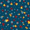 45 x 36 Christmas Fabric Bells Bows and Snowflakes on Navy Blue 100% ...