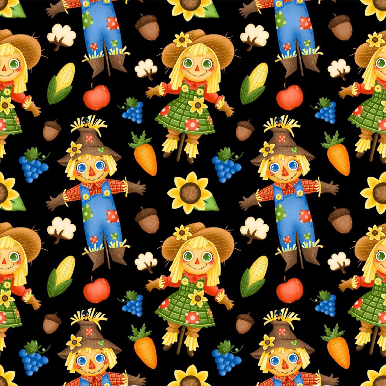 Marshall Dry Goods 45 x 36 Fall Autumn Thanksgiving Fabric, Boy and ...