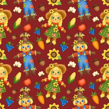 45 x 36 Fall Autumn Thanksgiving Pumpkins and Leaves on Cream 100% ...