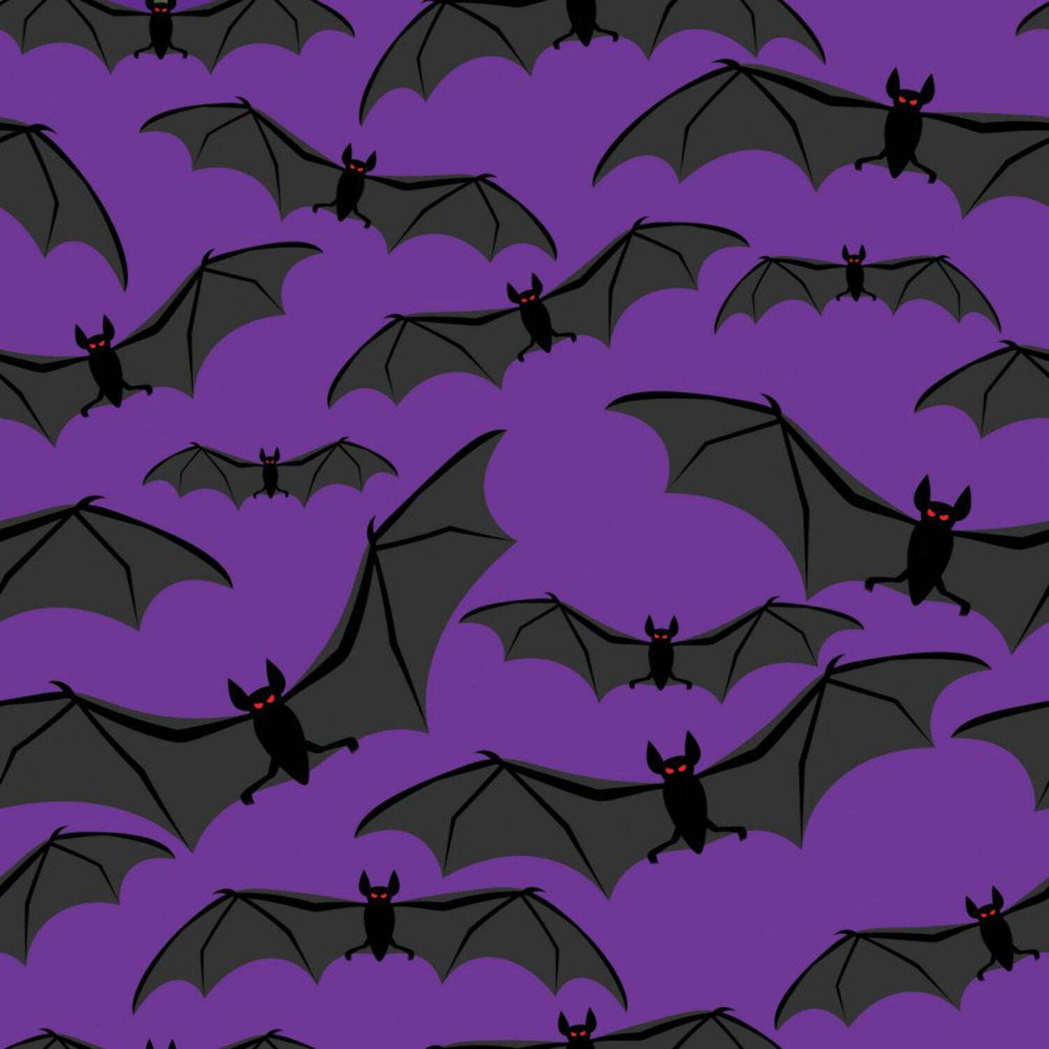 Halloween Flying Bats on Purple 100% Cotton Fabric - Walmart.com