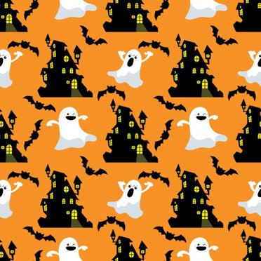 45 x 36 Halloween Ghosts BOO and Pumpkins on Black 100% Cotton Fabric ...