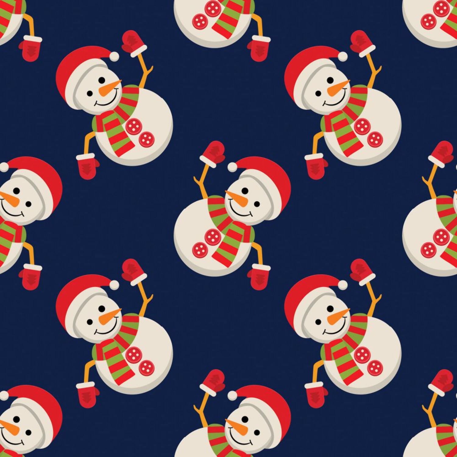 45 x 36 Waving Snowmen on Blue 100% Cotton Christmas - Walmart.com