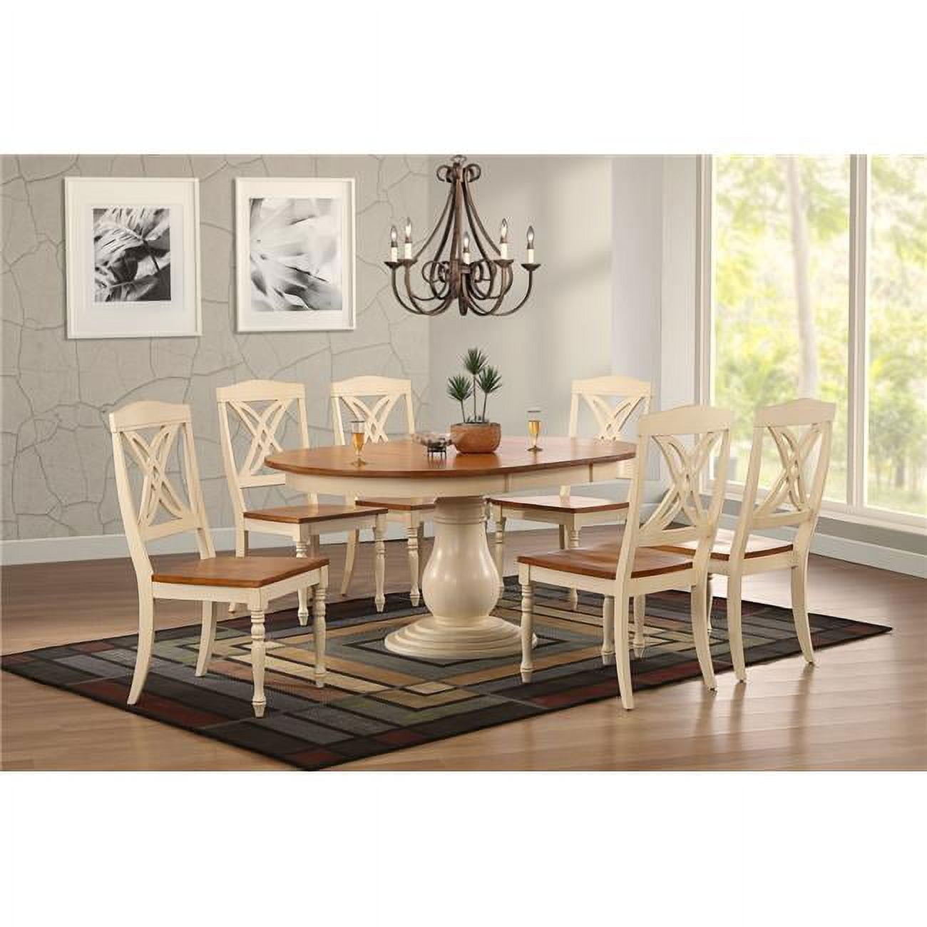45 x 45 x 63 in. Antiqued Caramel Biscotti Butterfly Back 7-Piece Bella Dining Set - Walmart.com