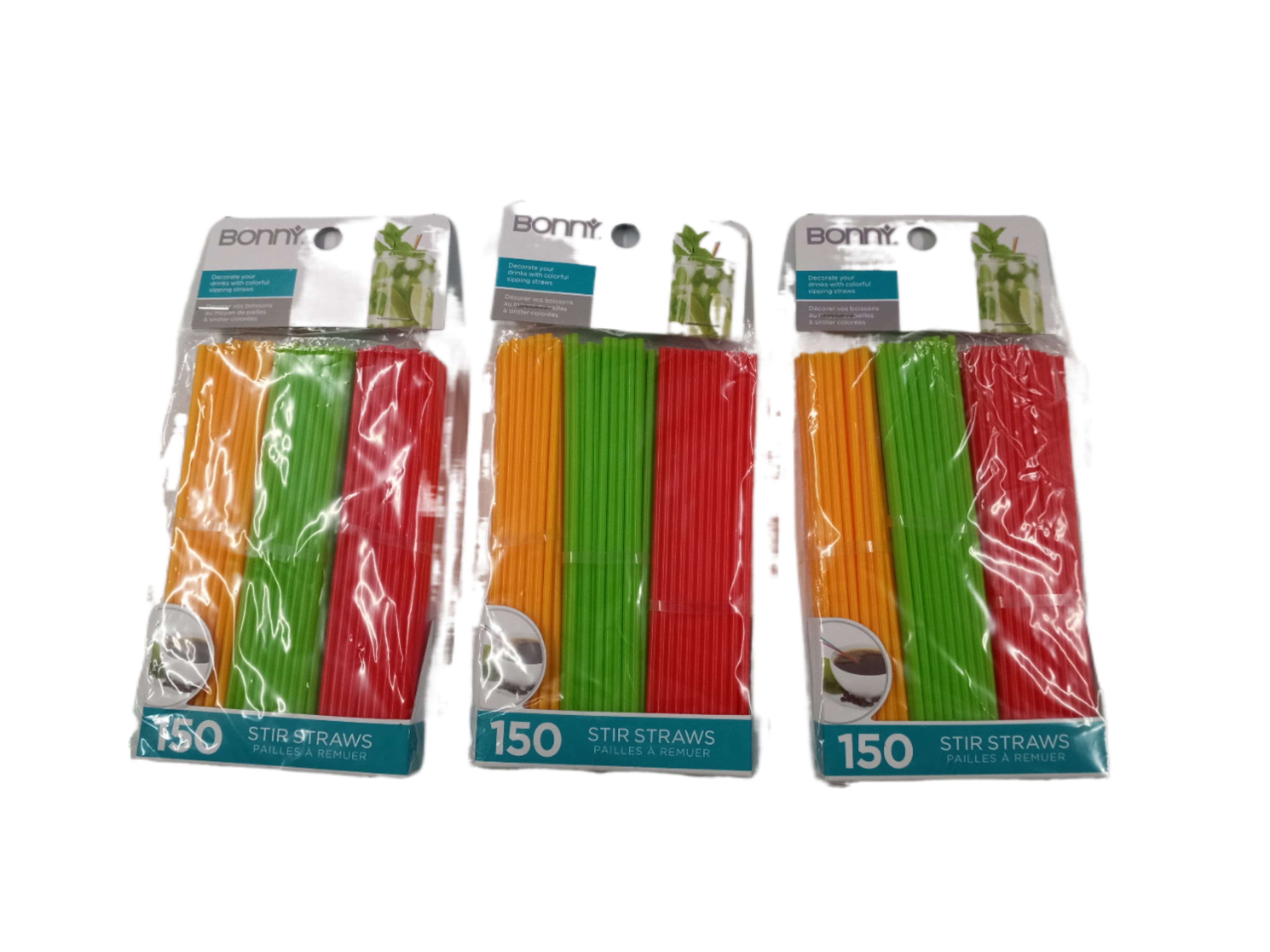 450 Bonny Stir Straws Drink Stix Beverage Cocktail Plastic Disposable 6 ...