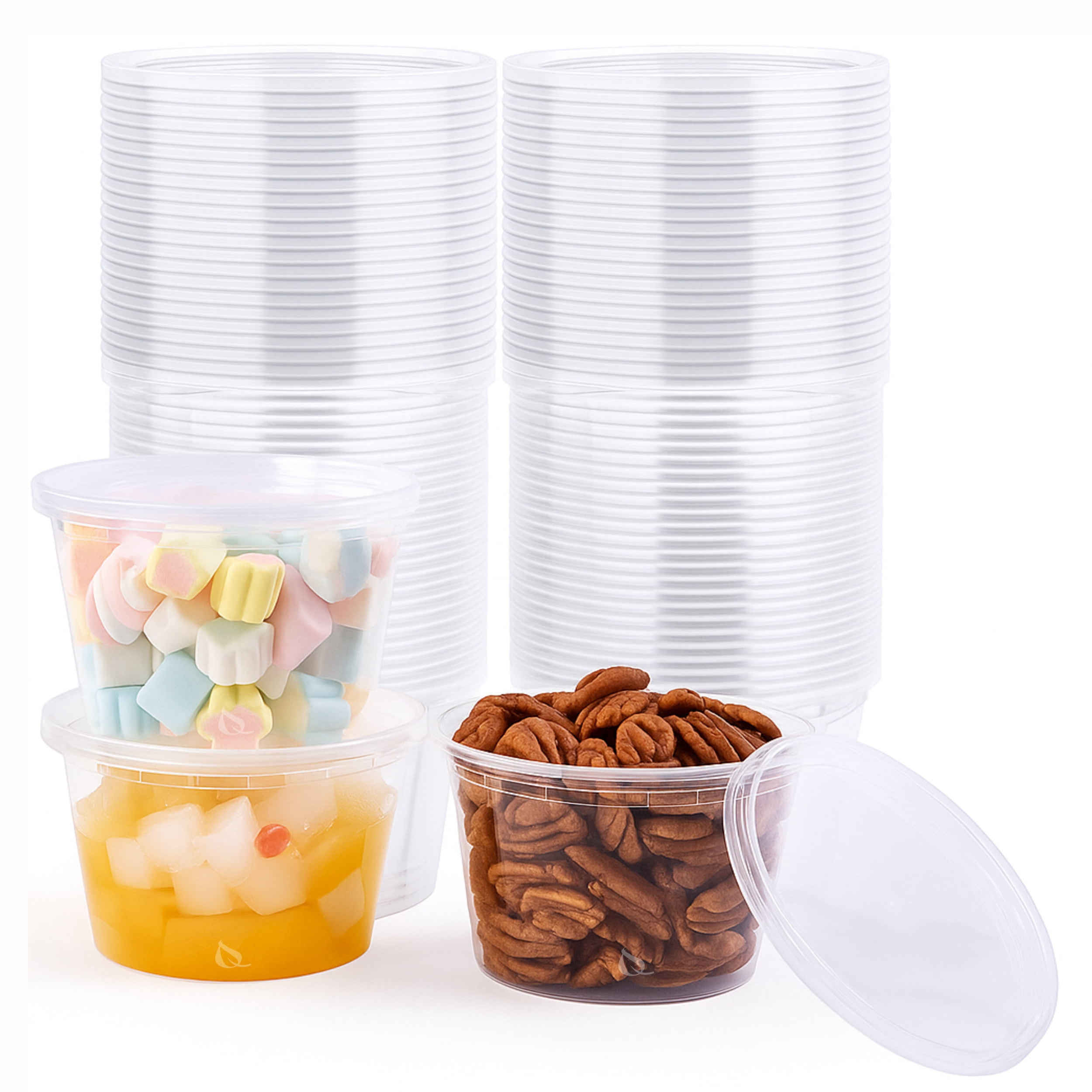 [450 Count] 16oz Plastic Deli Food Storage Containers with Lids - Round ...