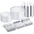 450 PCS Silver Disposable Dinnerware Set for 75 Guests, Wedding Plates ...