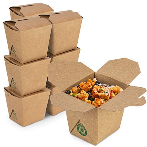 [450 Pack] 16 oz Chinese Take Out Boxes - 3.5x3” Plain Kraft Paperboard ...