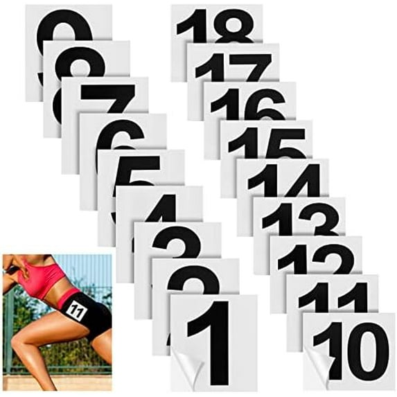 450 Pcs 1-18 Athletes Hip Numbers 25 Set Each in Sequence 1 thru 18 ...