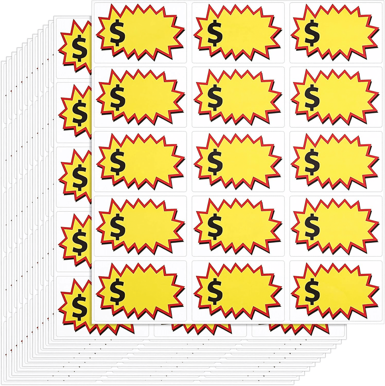 450 Pcs 2"×3" Yellow Dollar Sign Burst Garage Sale Stickers – Removable ...