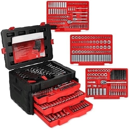 450-Piece Mechanics Tool Socket Set, ¼ in, ⅜ in., and ½ in Drive, Auto ...