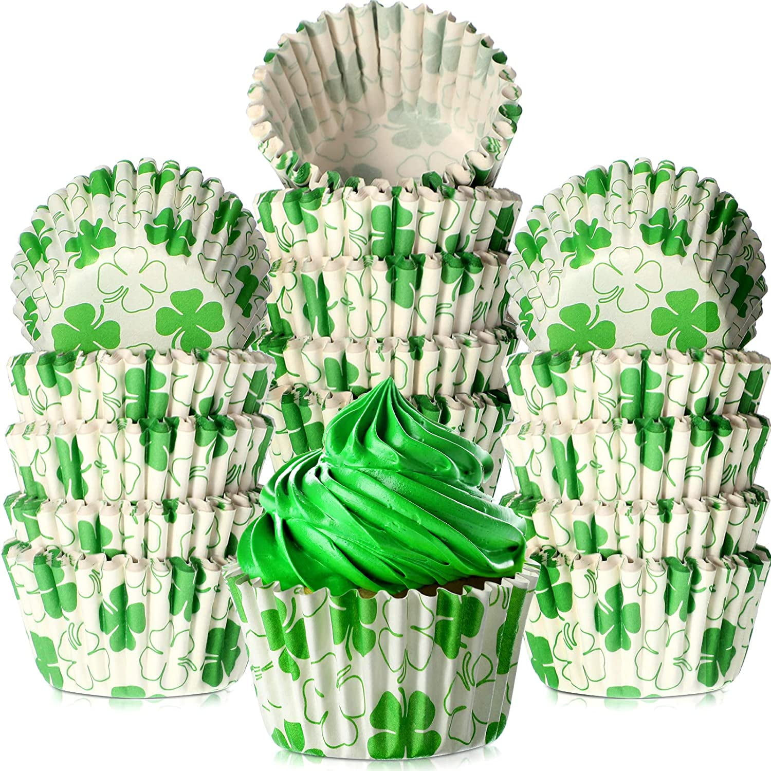 450 Pieces St Patricks Day Cupcake Liners bulk Green Shamrock Cupcake ...