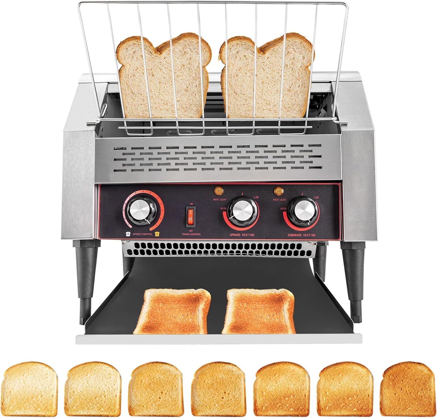 450 Slices/Hour Commercial Conveyor Toaster, 2600W Stainless Steel ...